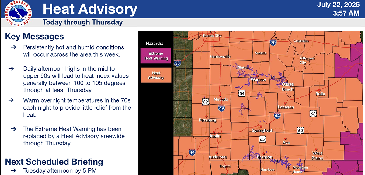 Weather Service: Heat advisory set through Thursday - Houston Herald
